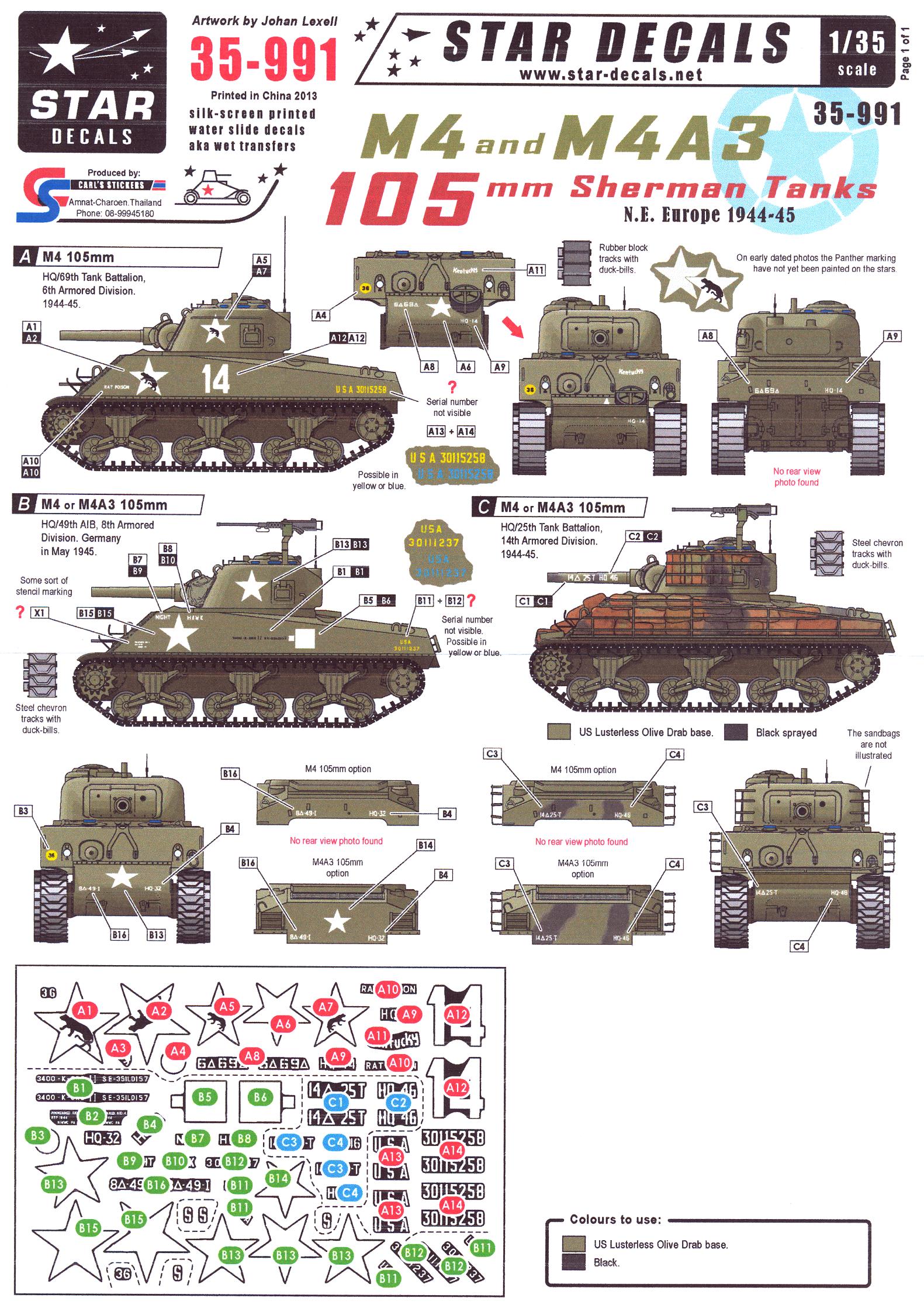 Star Decals 1/35 M4 & M4A3 105mm SHERMAN TANKS in N.E. Europe 1944-45 | eBay