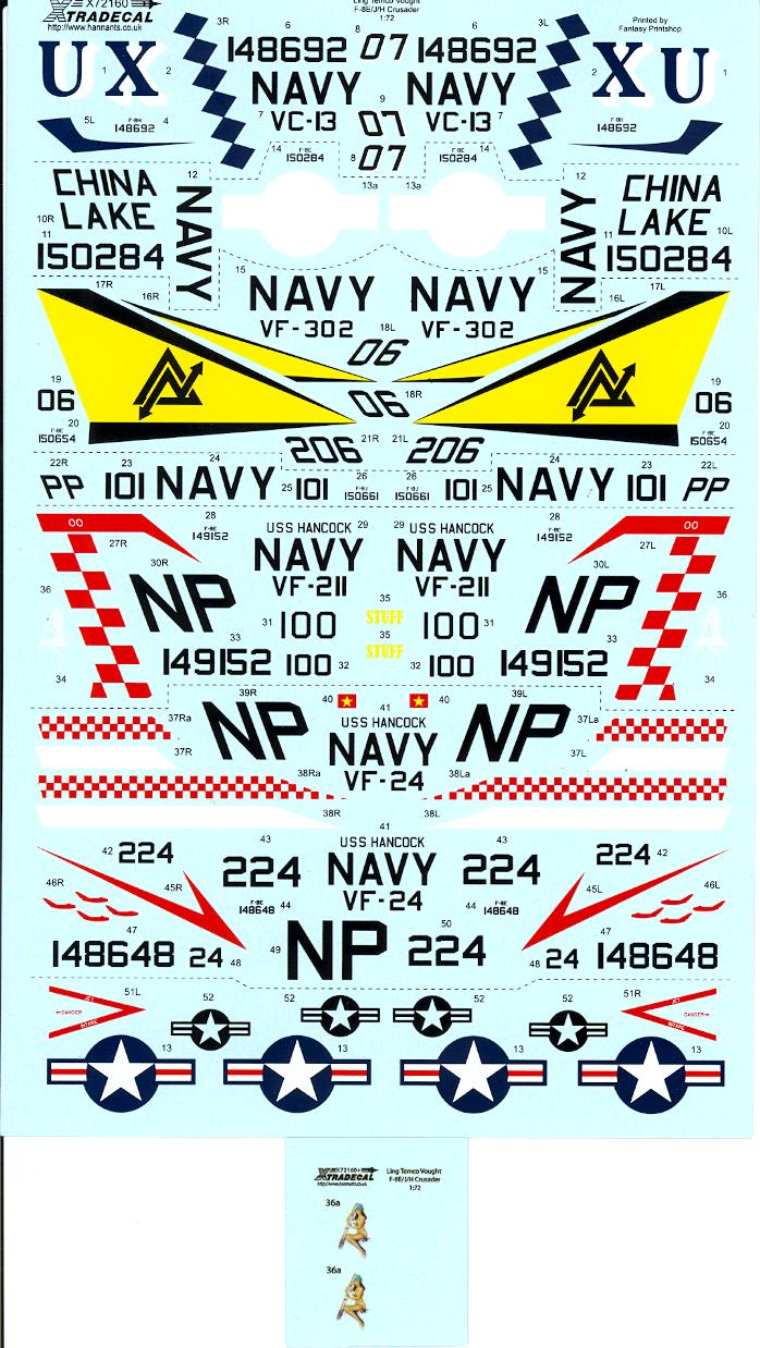 Xtra Decals 1 72 L T V F 8e F 8h F 8j Crusader U S Navy Service Ebay