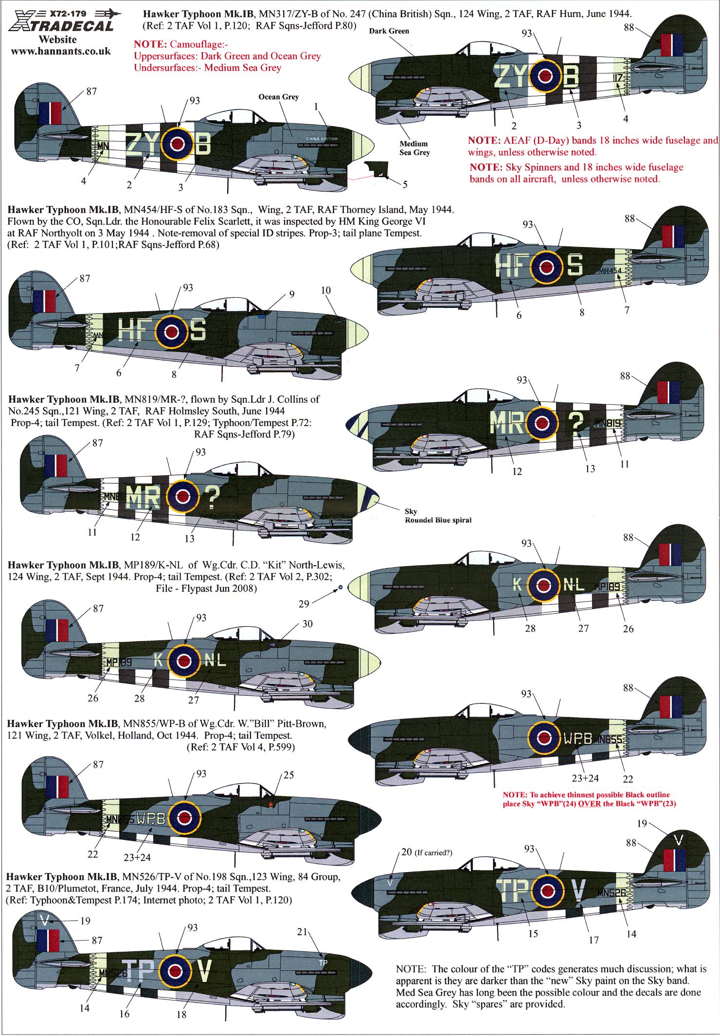 Xtra Decals 1/72 HAWKER TYPHOON Mk.IB British WWII Fighter-Bomber | eBay