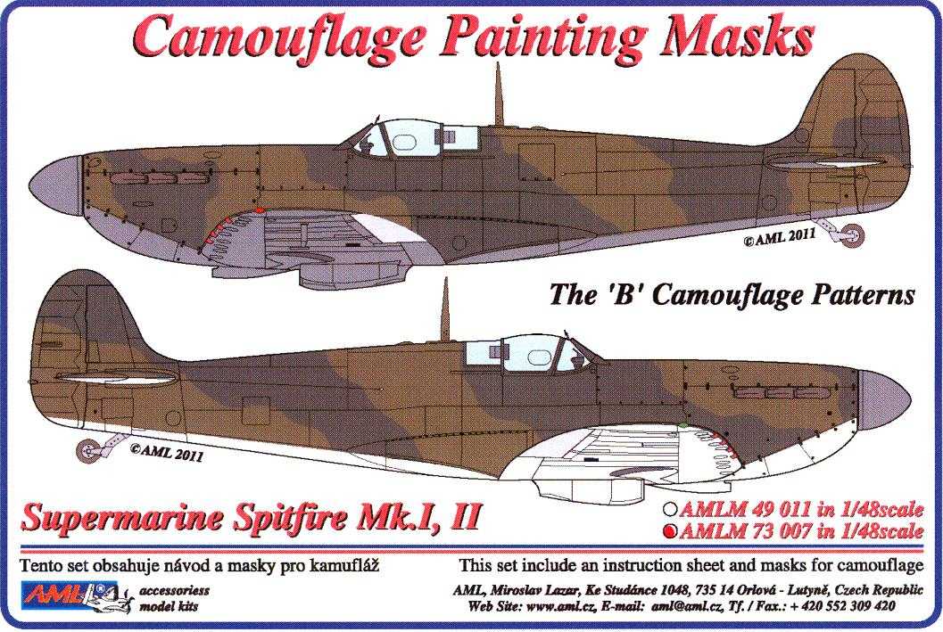 AML Models 1/72 CAMOUFLAGE PAINT MASKS SUPERMARINE SPITFIRE Mk.I Mk.II ...