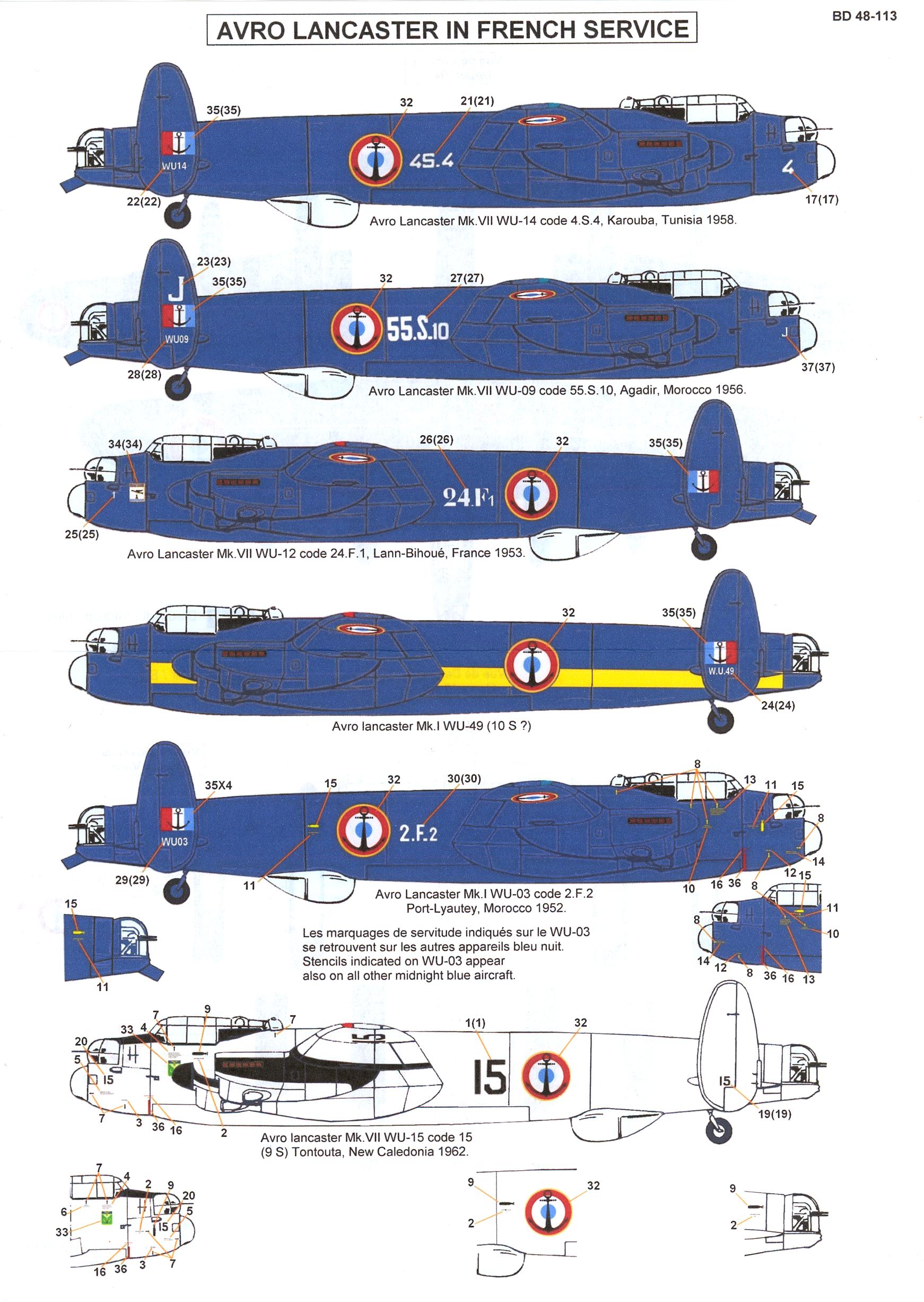 Berna Decals 1/48 AVRO LANCASTER IN FRENCH AERONAVALE NAVY SERVICE