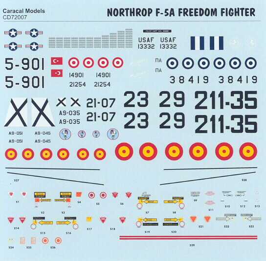 Caracal Decals 1/72 NORTHROP F-5A FREEDOM FIGHTER | eBay