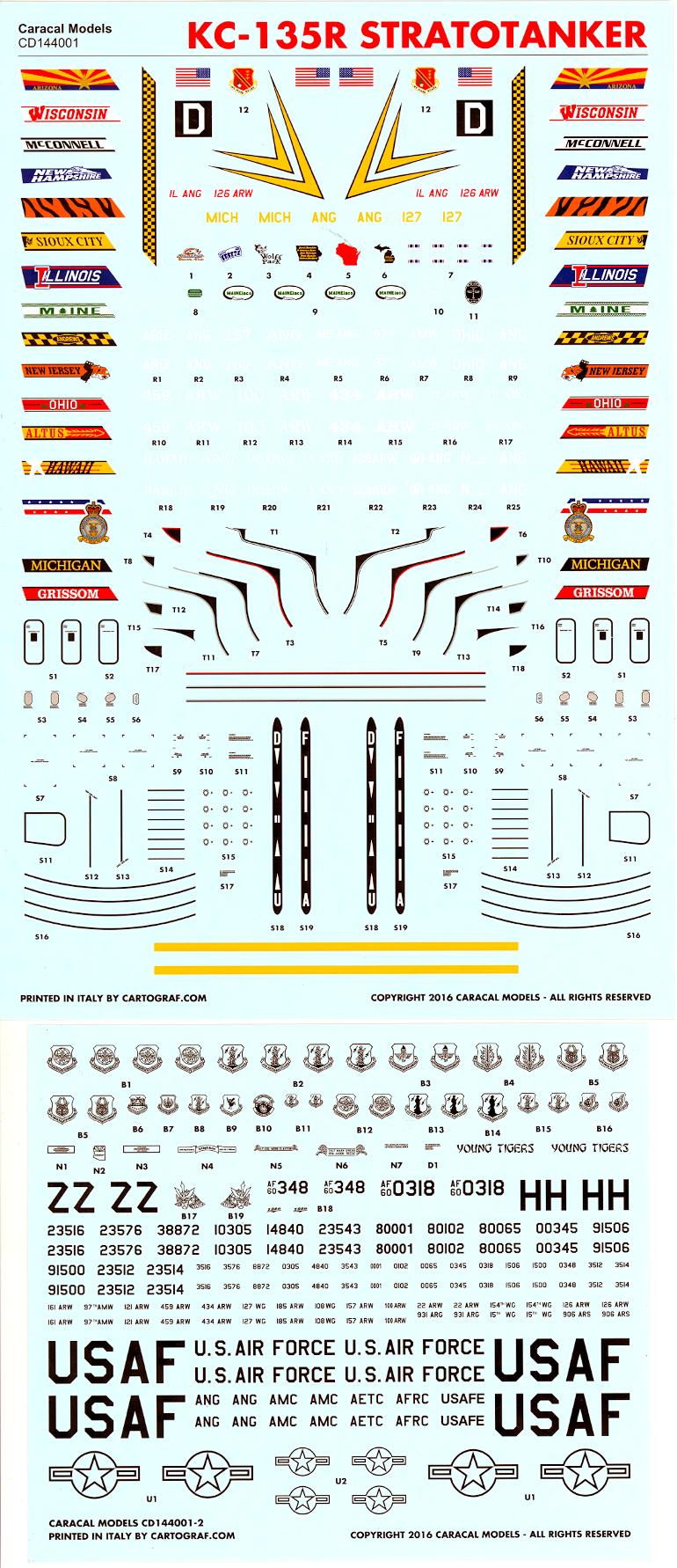 Caracal Decals 1/144 BOEING KC-135R STRATOTANKER U.S. Air Force Air ...