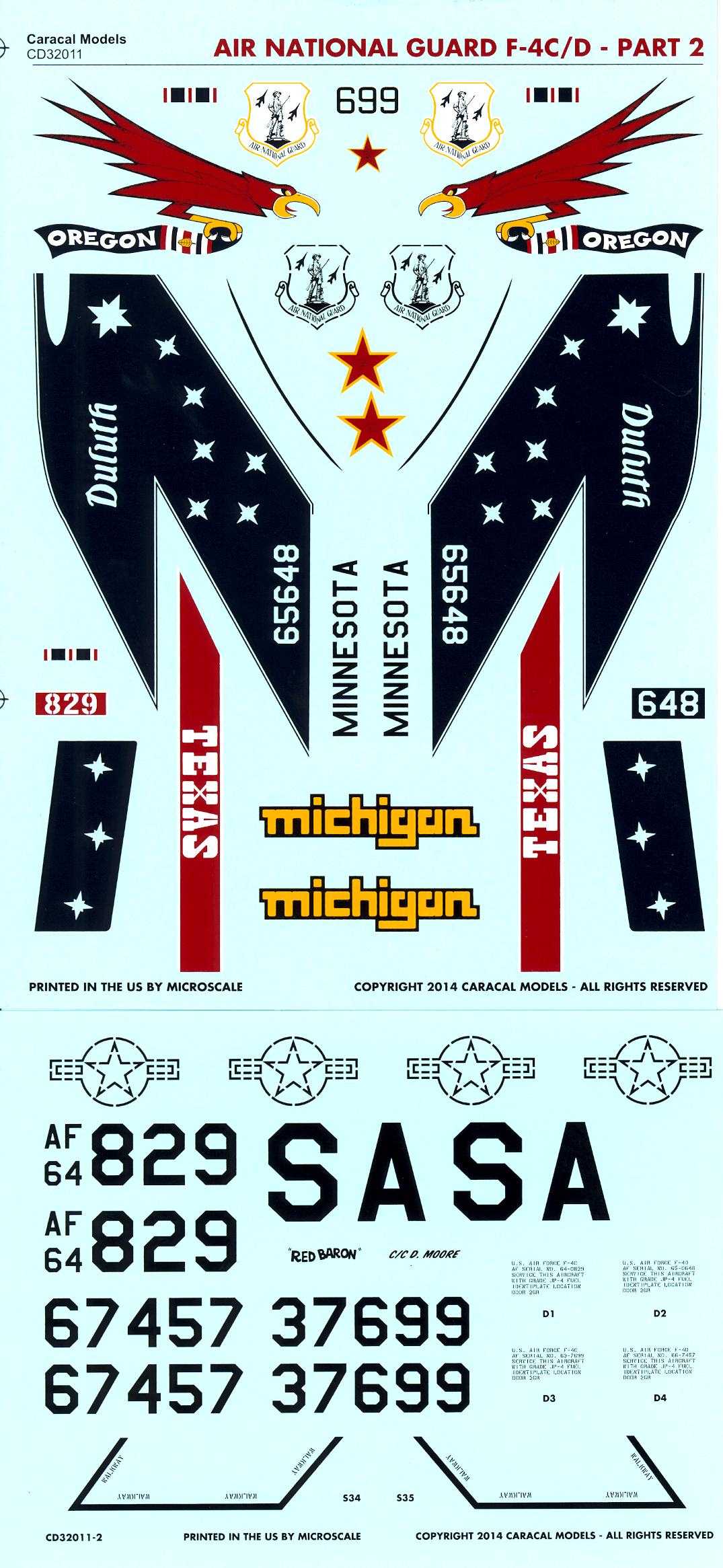 Caracal Decals 1/32 F-4C/D PHANTOM II Air National Guard Units Part 2