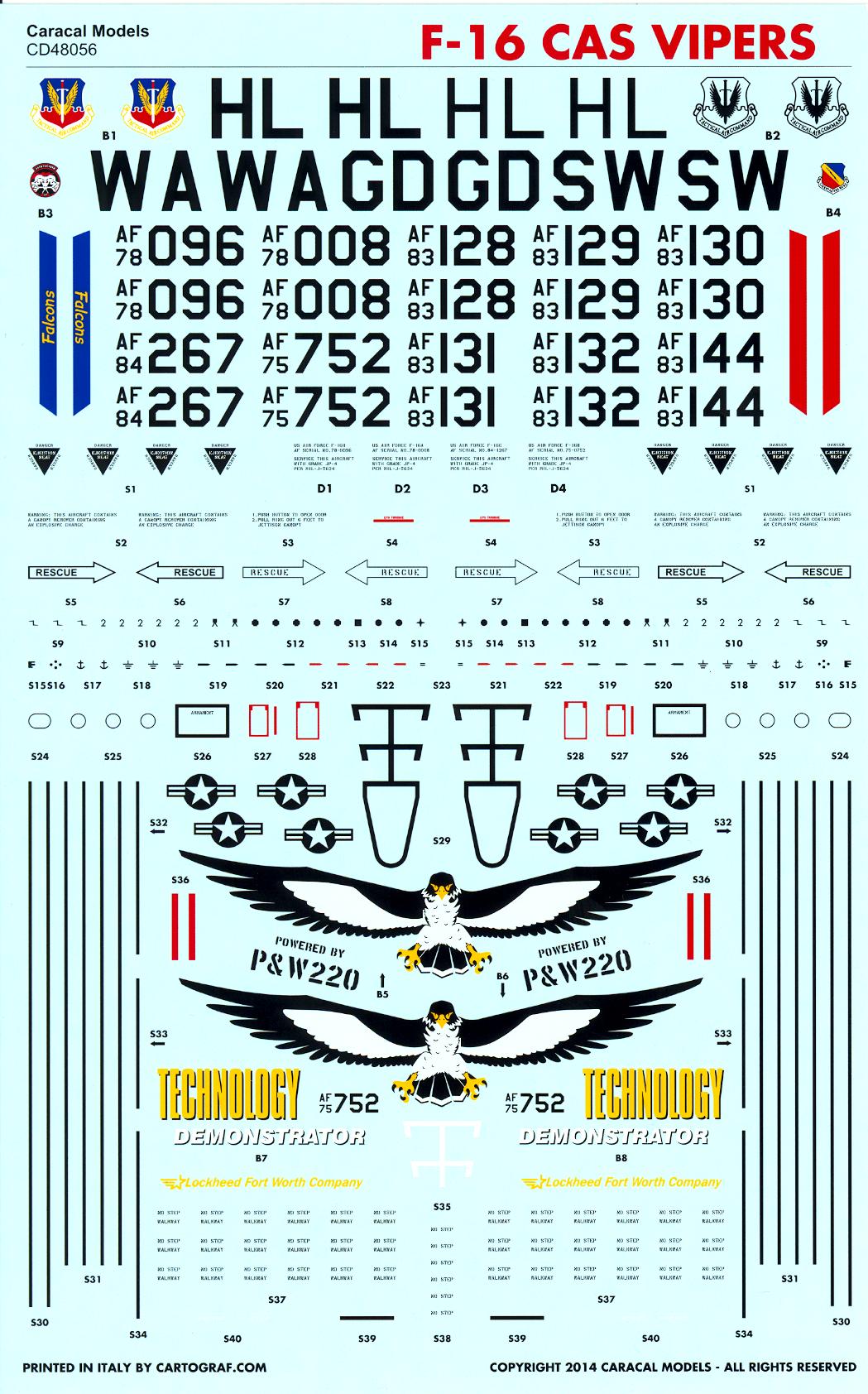 Caracal Decals 1/48 F-16 VIPER CAS CLOSE AIR SUPPORT TRIALS AIRCRAFT | eBay