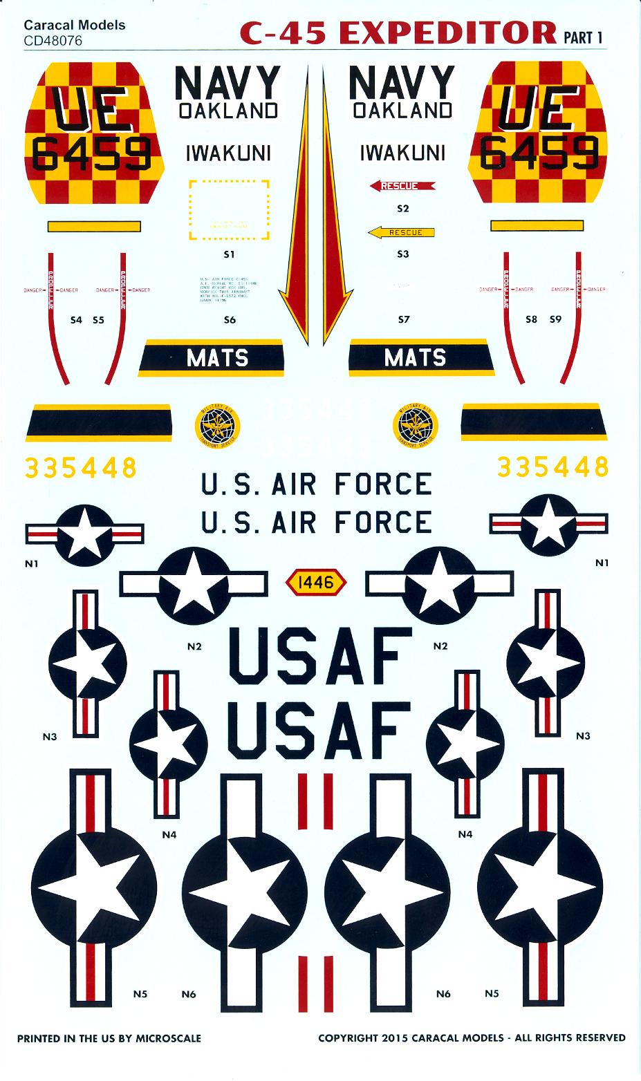 Caracal Decals 1/48 BEECHCRAFT C-45 EXPEDITOR U.S. Navy & U.S.A.F. Part ...