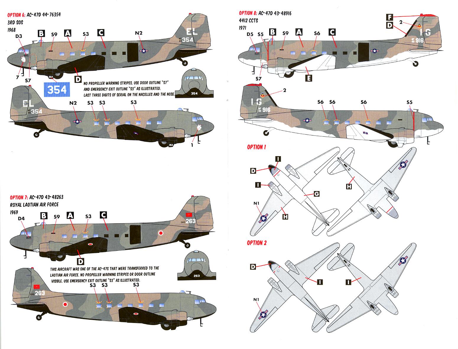 Caracal Decals 1/48 DOUGLAS AC-47 GUNSHIP "SPOOKY" Vietnam Era Gunships ...