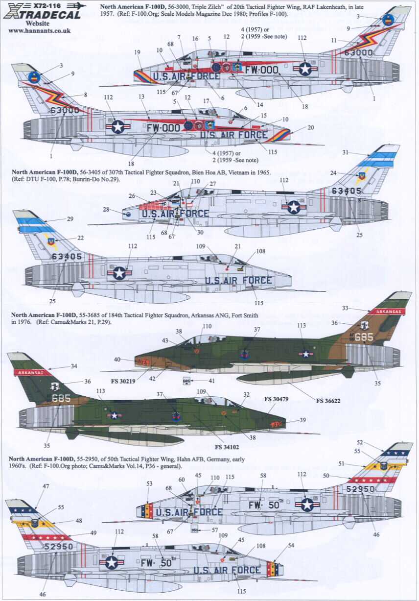 Xtra Decals 1/72 F-100D SUPER SABRE Fighter | eBay