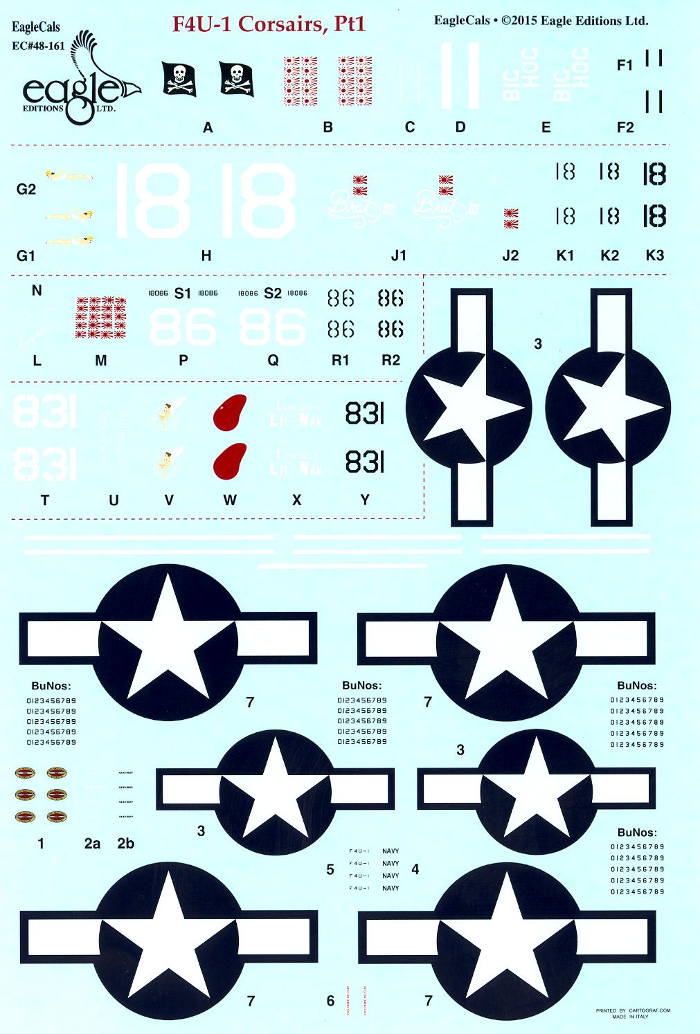 EagleCal Decals 1/48 VOUGHT F4U-1 CORSAIR American WWII Fighter Part 1 ...