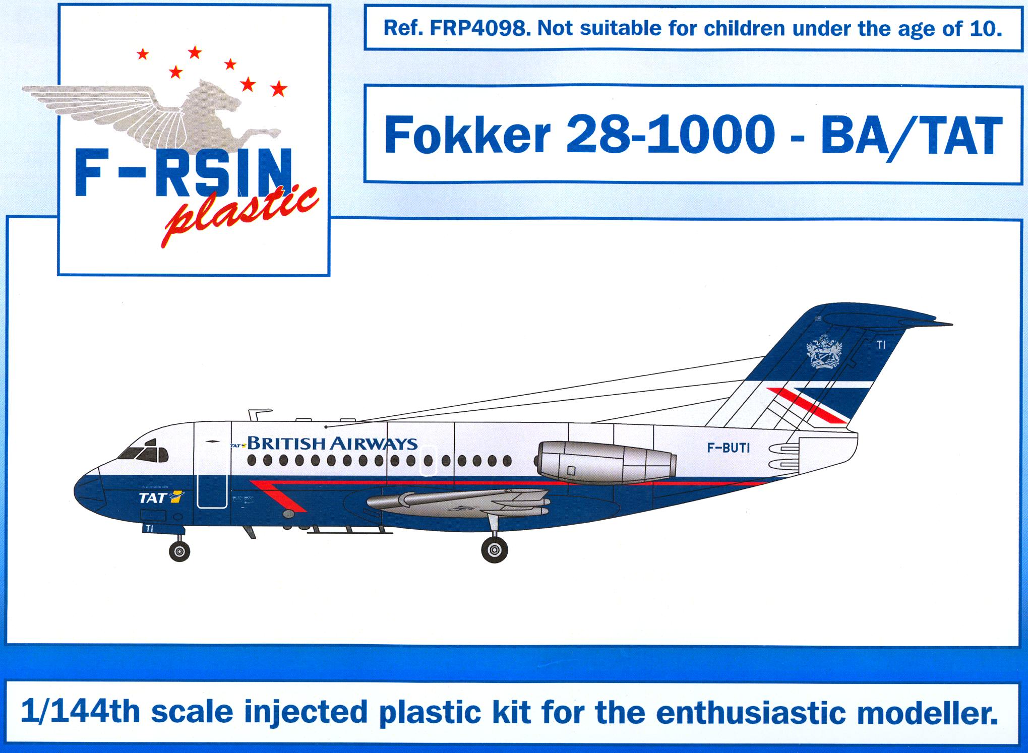 F-RSIN Models 1/144 FOKKER 28-1000 British Airways & Transcontinental ...