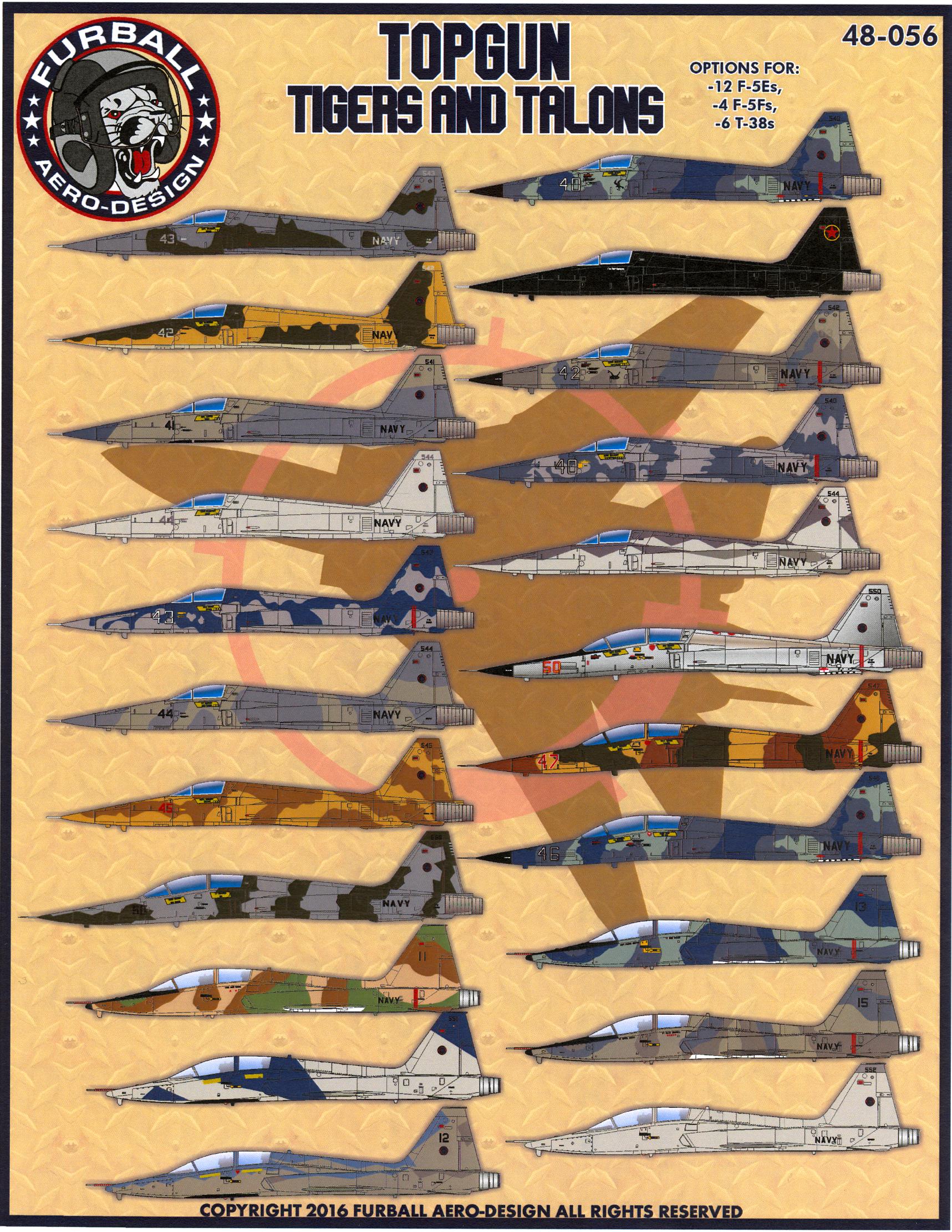 Furball Decals 1/48 TOP GUN TIGERS & TALONS AGGRESSOR F-5E, F-5F, & T ...