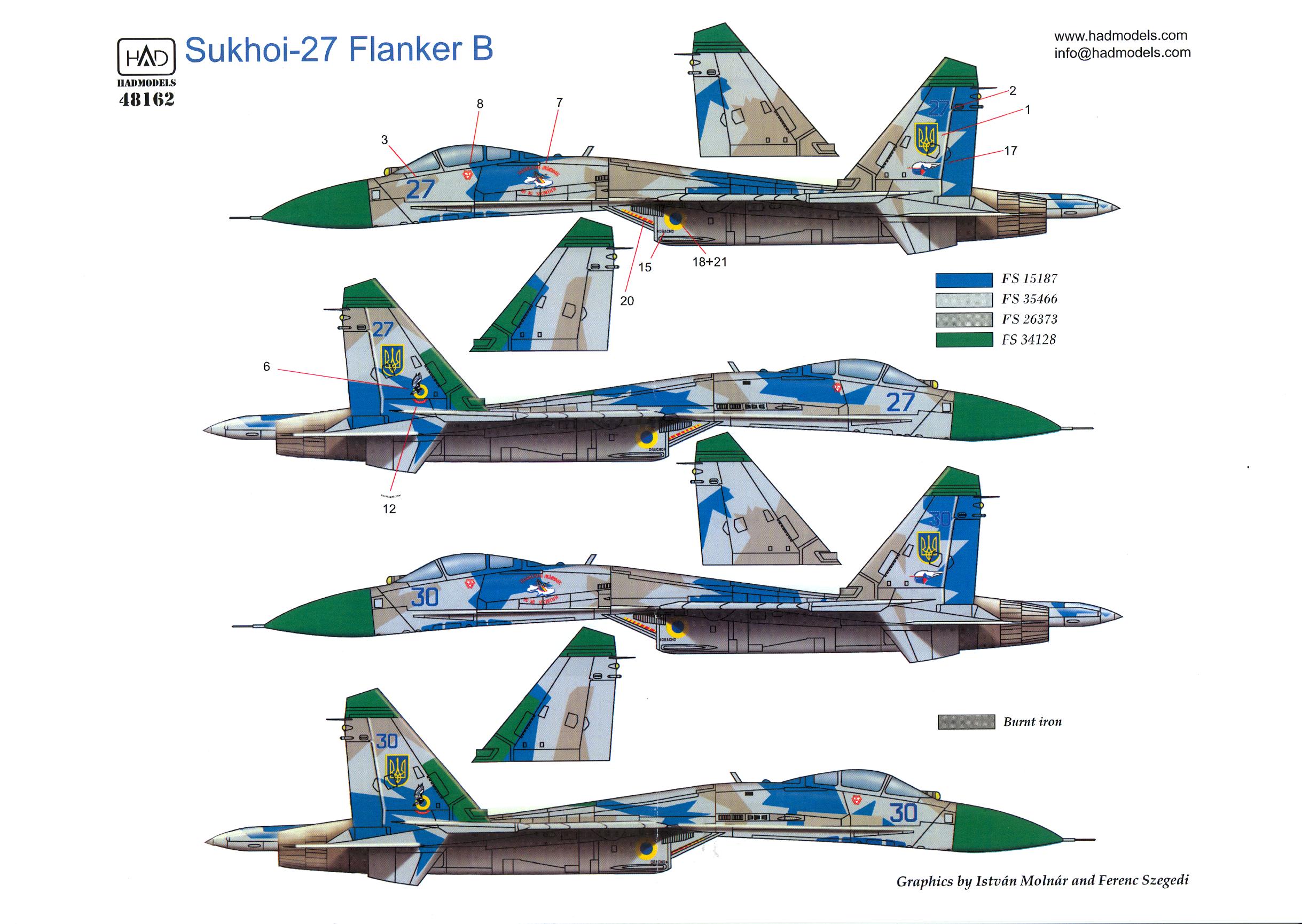 Hungarian Aero Decals 1/48 SUKHOI Su-27 FLANKER B Soviet Jet Fighter ...