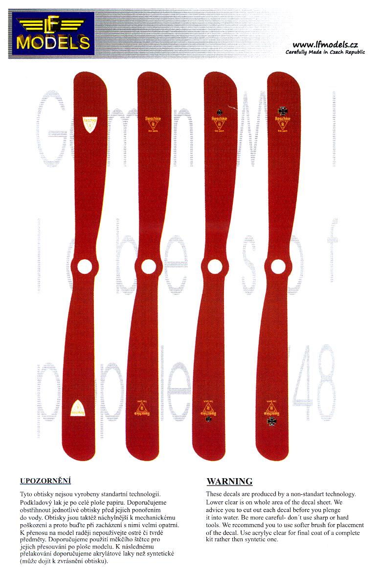 LF Models Decals 1/48 GERMAN WORLD WAR I PROPELLER LOGOS Part 1 | eBay