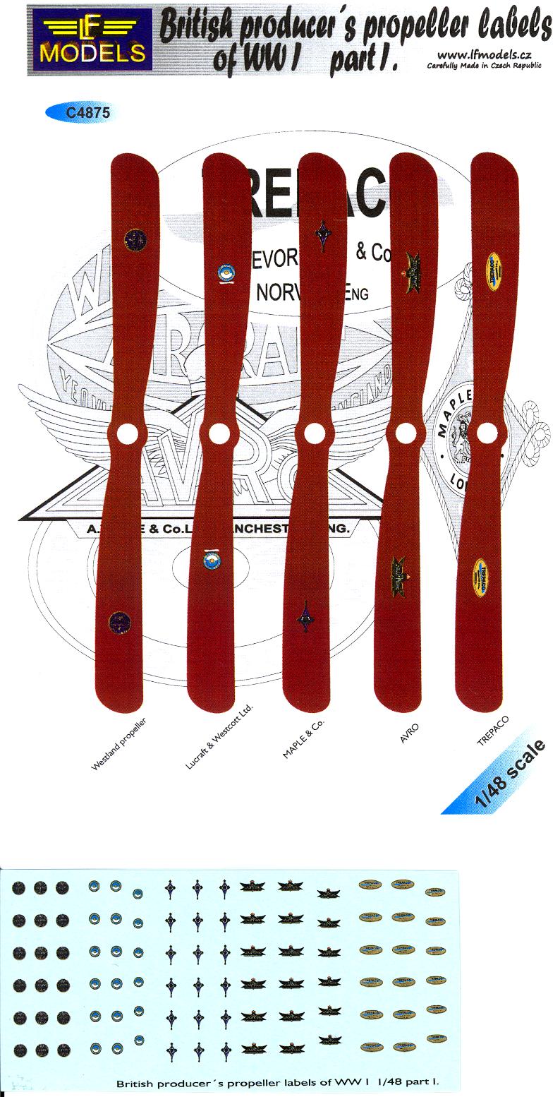 LF Models Decals 1/48 BRITISH WORLD WAR I PROPELLER LOGOS Part 1 | eBay