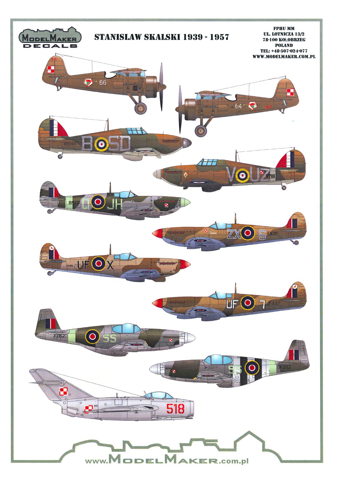 Model Maker Decals 1/48 THE AIRCRAFT OF POLISH ACE STANISLAW SKALSKI | eBay