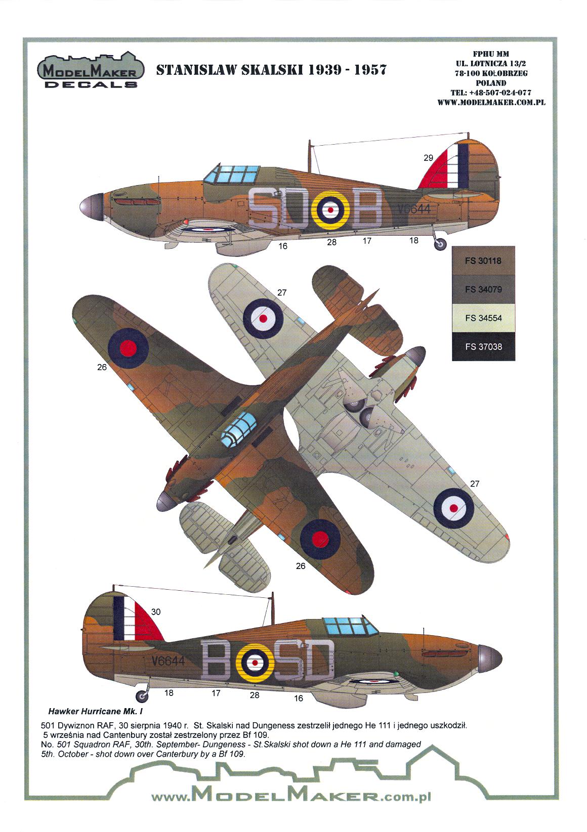 Model Maker Decals 1/48 THE AIRCRAFT OF POLISH ACE STANISLAW SKALSKI | eBay