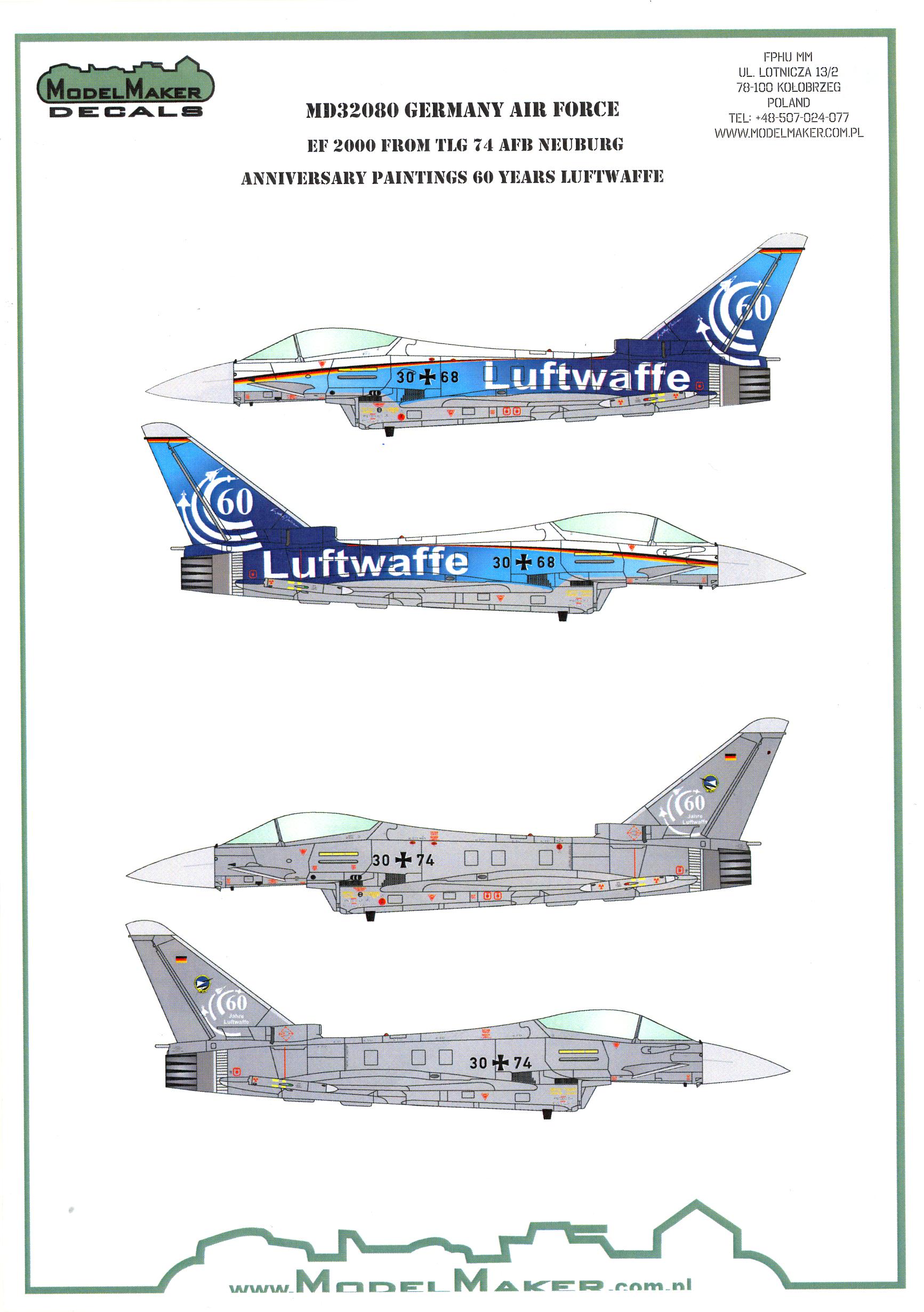 Model Maker Decals 1/32 EUROFIGHTER TYPHOON STEINHOFF 60 Years of the ...