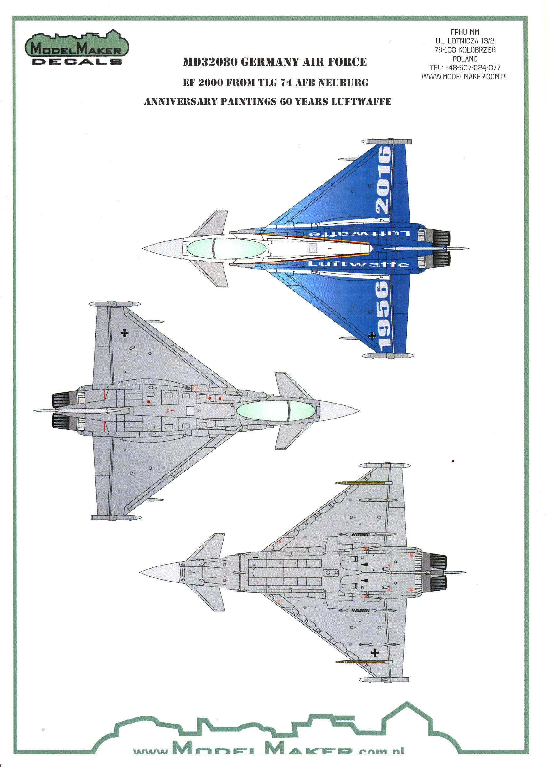 Model Maker Decals 1/32 EUROFIGHTER TYPHOON STEINHOFF 60 Years of the ...