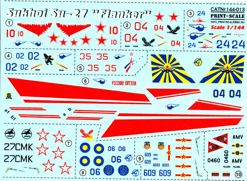 Print Scale Decals 1/144 SUKHOI Su-27 FLANKER Russian Jet Fighter | eBay