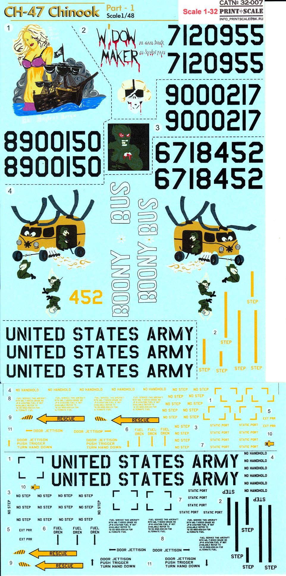 Print Scale Decals 1/32 BOEING CH-47 CHINOOK Helicopter Part 1 | eBay
