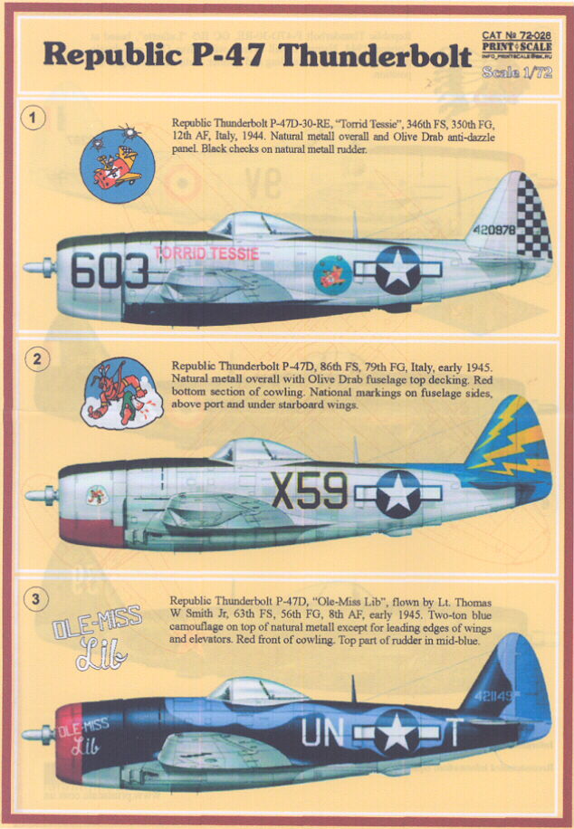 Print Scale Decals 1/72 REPUBLIC P-47 THUNDERBOLT Fighter Part 2 | eBay