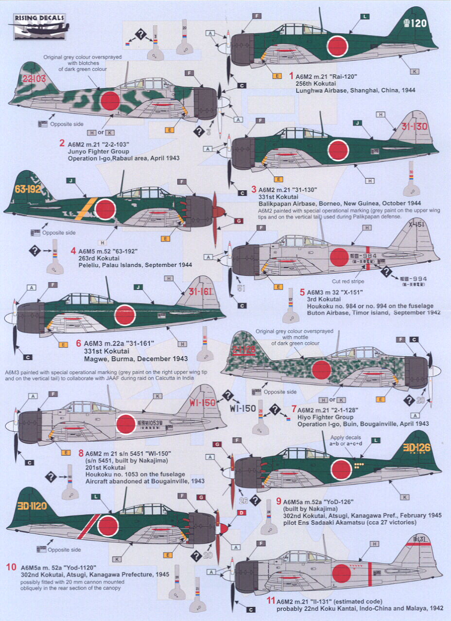 Rising Decals 1/72 MITSUBISHI A6M ZERO Japanese Fighter Part 2 | eBay