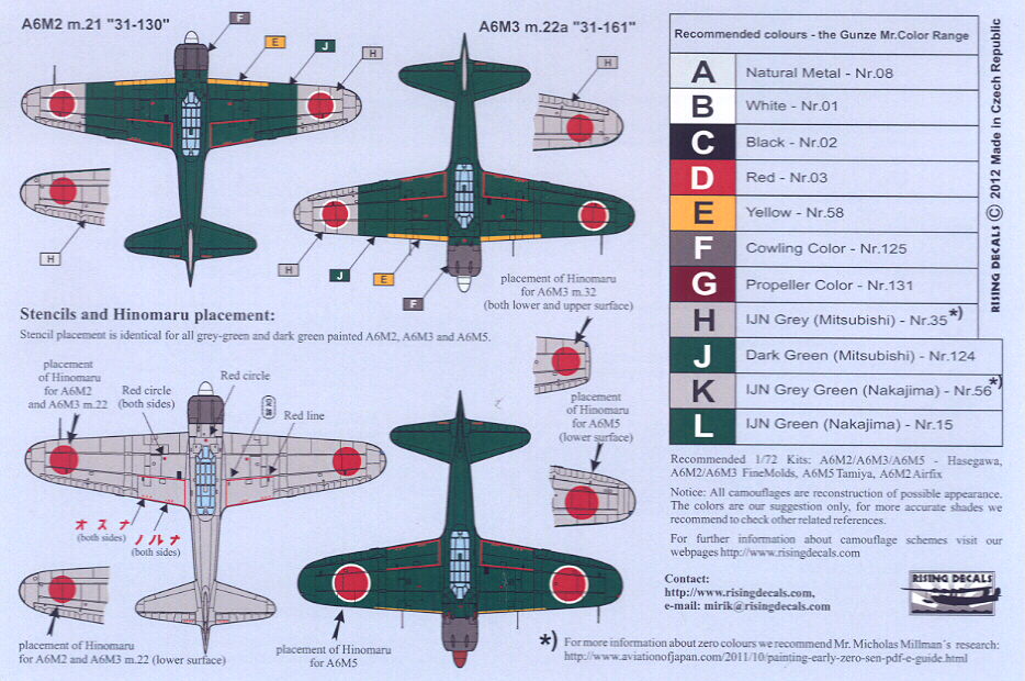 Rising Decals 1/72 MITSUBISHI A6M ZERO Japanese Fighter Part 2 | eBay
