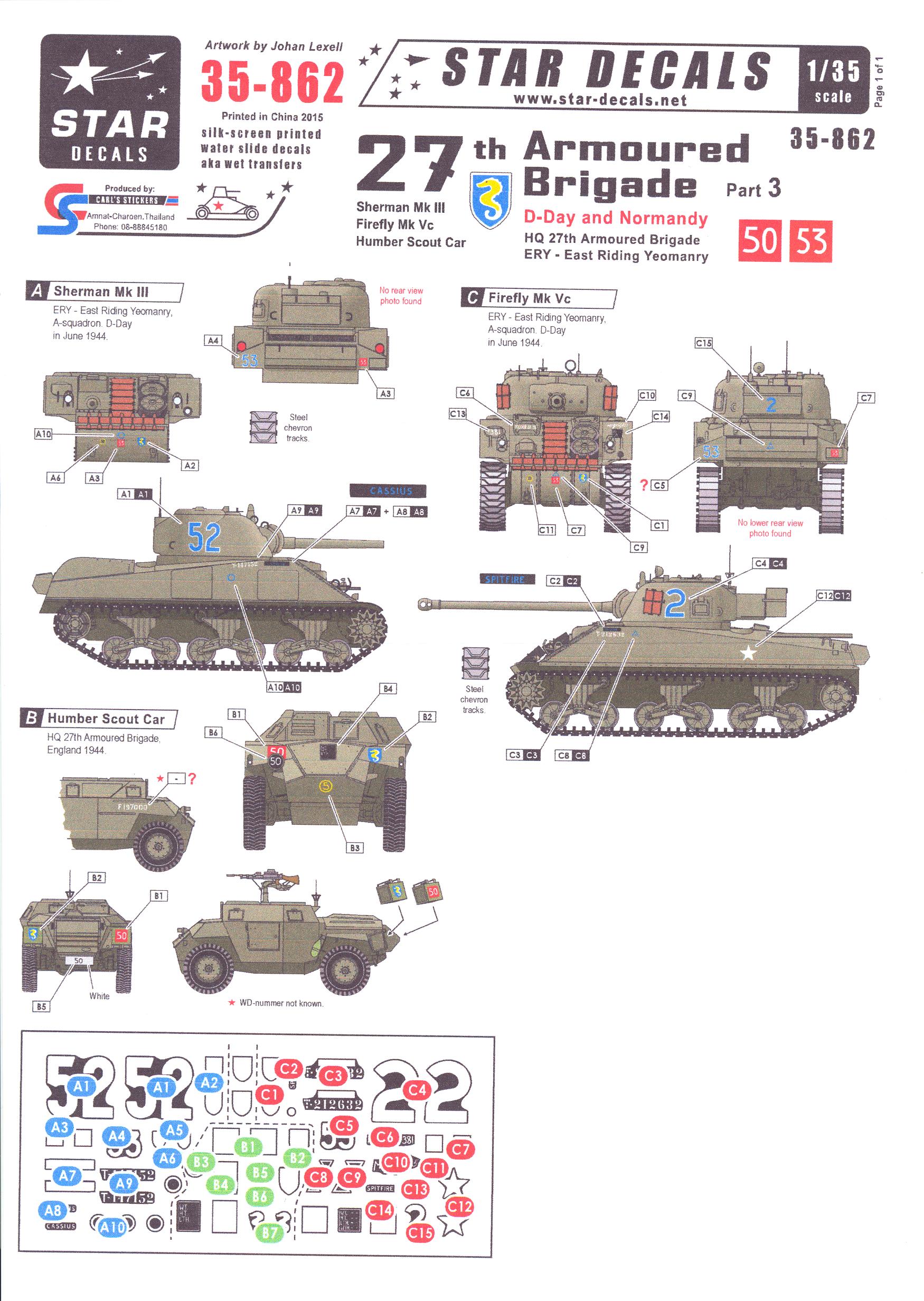 Star Decals 1/35 BRITISH 27th ARMOURED BRIGADE #3 D-Day & Normandy | eBay