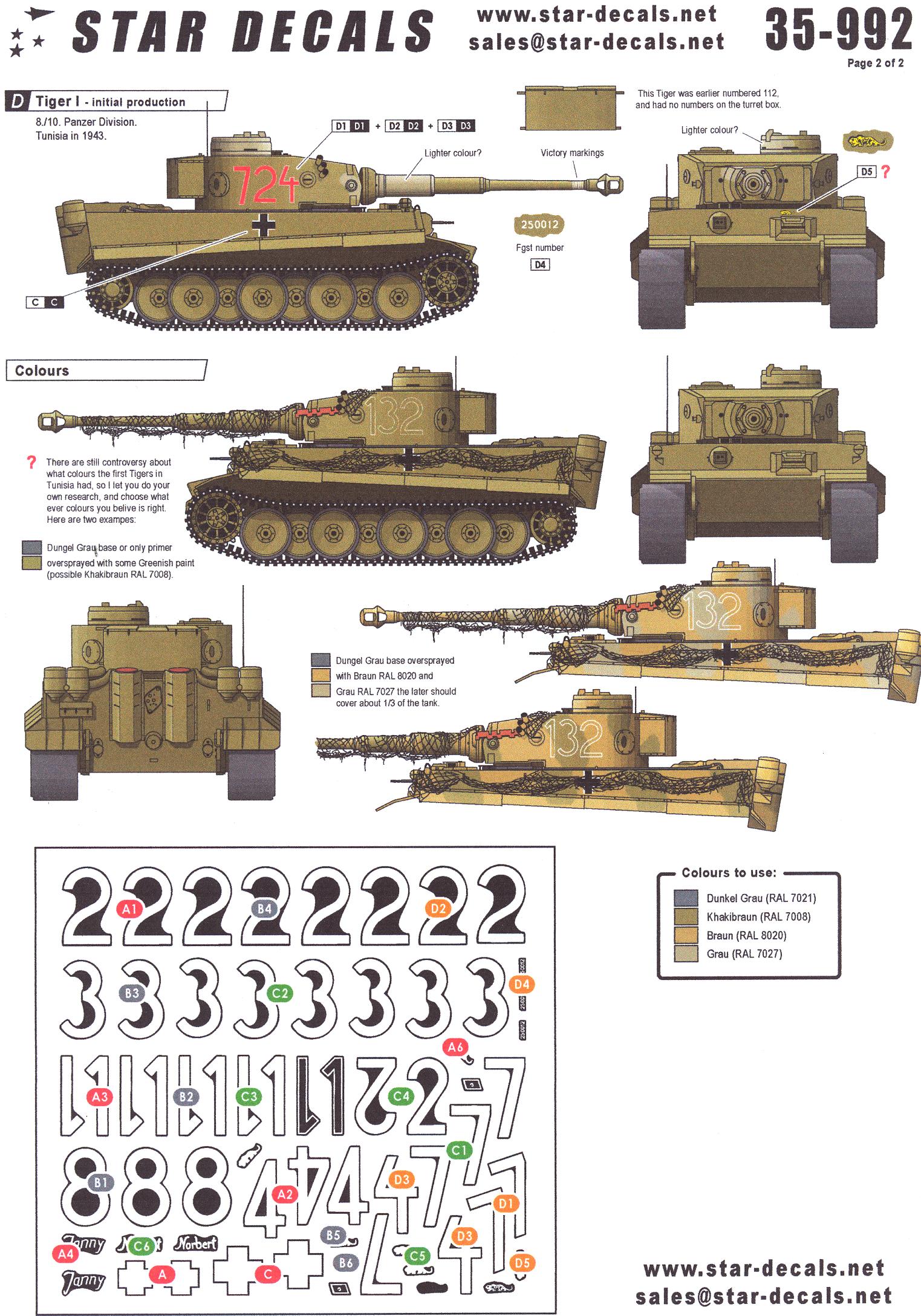 Star Decals 1/35 AFRIKA TIGER TANKS German Africa Corps Part 1 | eBay