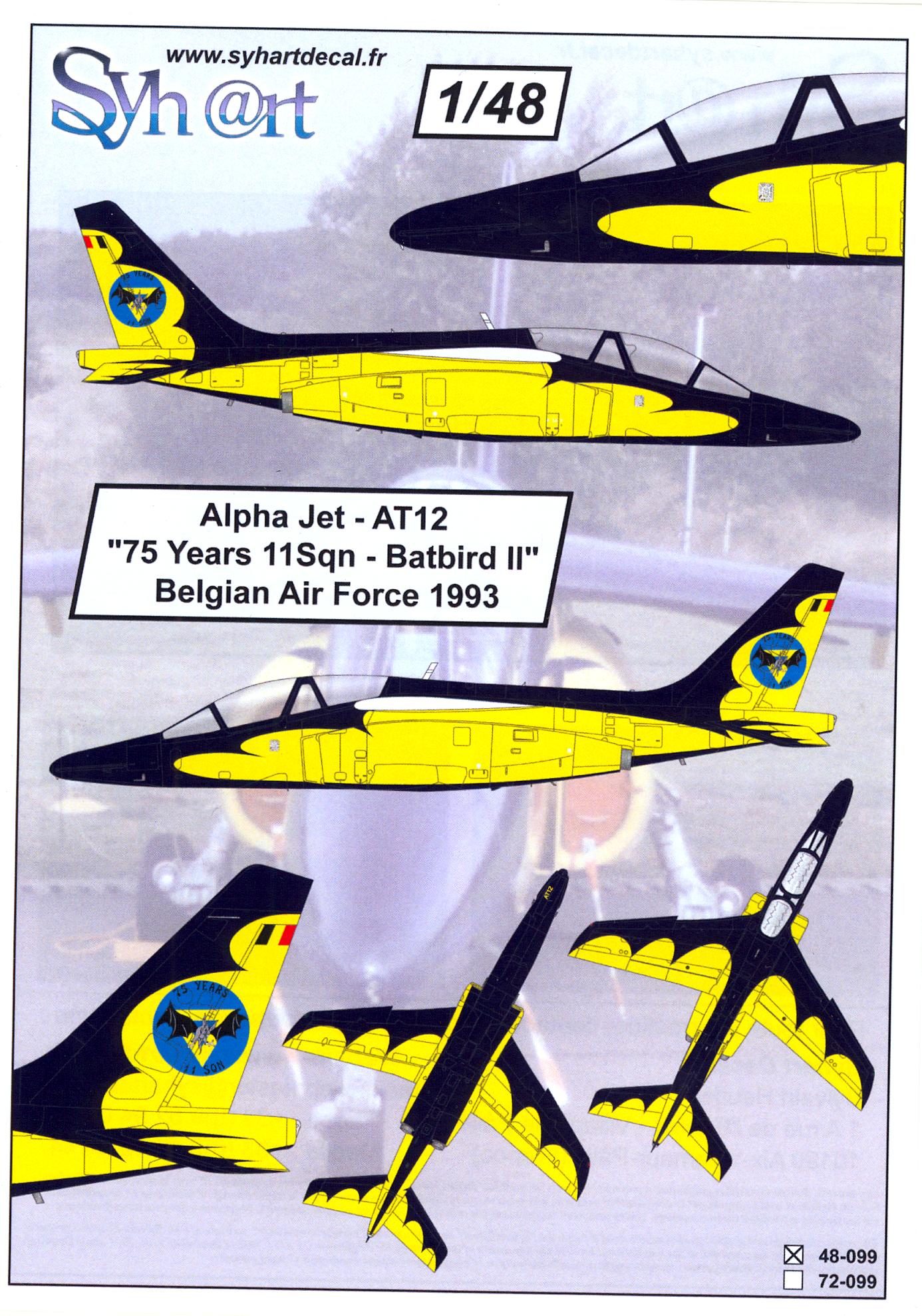 Syhart Decals 1/48 ALPHA JET Belgian Air Force "75 years 11 Squadron ...