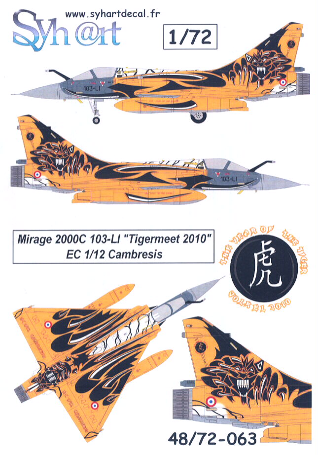 Syhart Decals 1/72 DASSAULT MIRAGE 2000C Tigermeet 2010 EC 1/12 ...