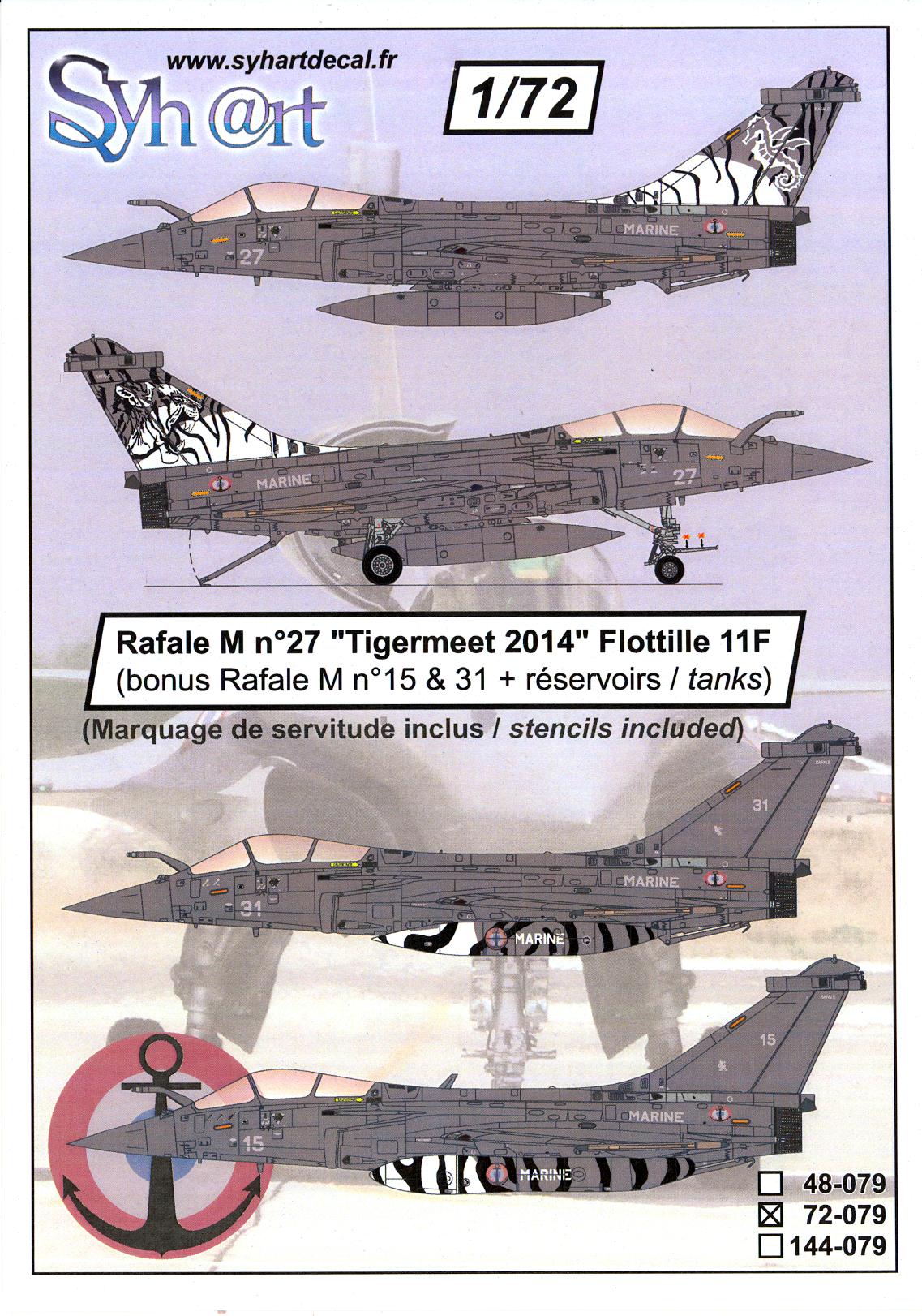 Syhart Decals 1/72 DASSAULT RAFALE M Tigermeet 2014 Flotille 11F | eBay