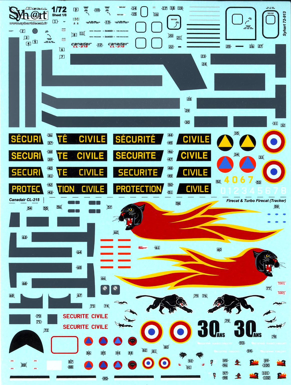 Syhart Decals 1/72 FRENCH CIVILIAN SECURITY WATER DROPPING AIRCRAFT #2