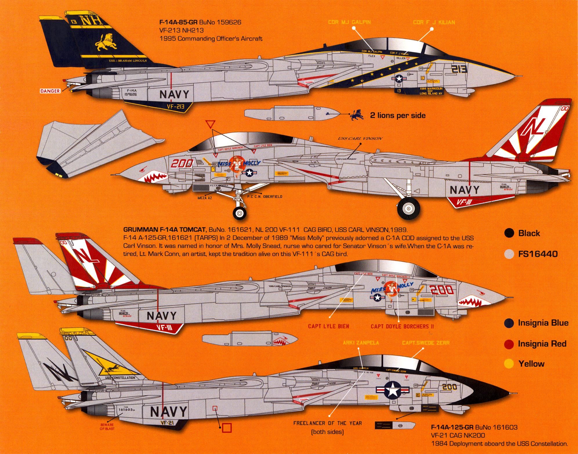 Zotz Decals 1/32 GRUMMAN F-14A TOMCAT VF-111 VF-213 and VF-21 | eBay